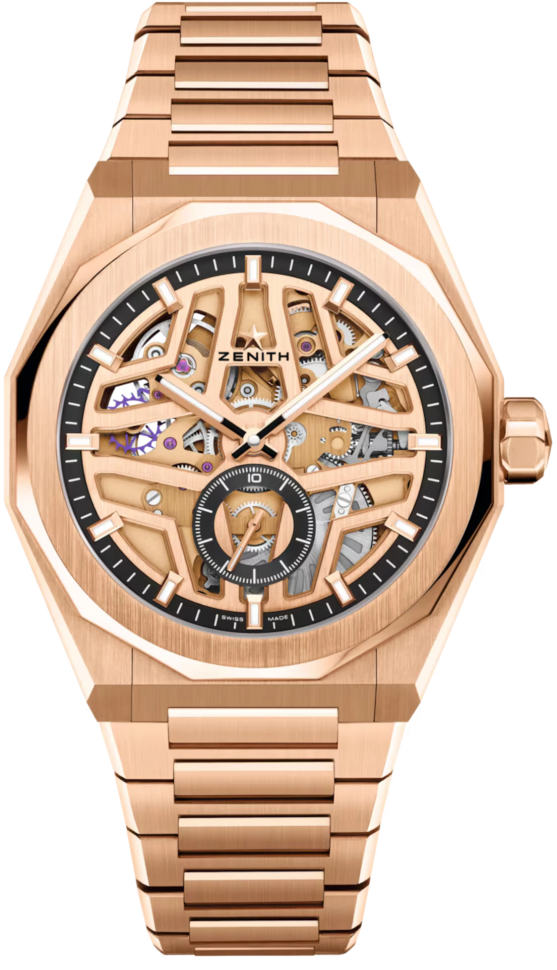 Часы скелетон Zenith Defy из розового золота 18 карат — SWISSCHRONO.RU